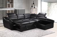 China 20993 GOITALIA CARA Modern Corner Sleep Living Room Sofacumbed Cum Real Black Leather Sofa Bed for sale