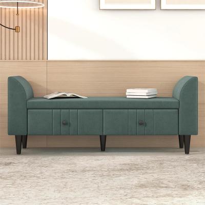 China OEM ODM Home Living Room Storage Ottoman Bench With 2 Drawers for sale