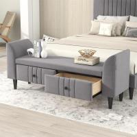 China OEM ODM Home Living Room Storage Ottoman Bench With 2 Drawers for sale