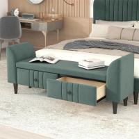 China OEM ODM Home Living Room Storage Ottoman Bench With 2 Drawers for sale
