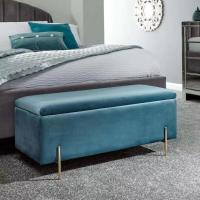 China Upholstered Blue Living Room Storage Ottoman Practical For Home Office for sale