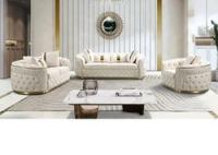 China Hot Selling Super modern North America style sofa set 3+2+1 seater Top Grade Quality Gold metal armrest Luxury Sofas for sale