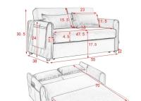 China Cara Furniture Limited living room sofa Gray Color 3S 2S seat upholstered couch foldable Magazine pocket pull out for sale