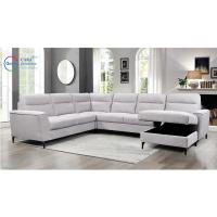 China ODM Wooden White Fabric Upholstered Sofa U Shaped Sectional 7 Seat Sofa Set Furniture Living Room With Storage for sale