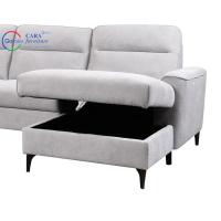 China ODM Wooden White Fabric Upholstered Sofa U Shaped Sectional 7 Seat Sofa Set Furniture Living Room With Storage for sale