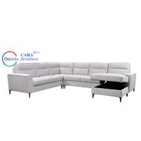 China ODM Wooden White Fabric Upholstered Sofa U Shaped Sectional 7 Seat Sofa Set Furniture Living Room With Storage for sale