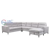 China ODM Wooden White Fabric Upholstered Sofa U Shaped Sectional 7 Seat Sofa Set Furniture Living Room With Storage for sale