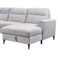China ODM Wooden White Fabric Upholstered Sofa U Shaped Sectional 7 Seat Sofa Set Furniture Living Room With Storage for sale