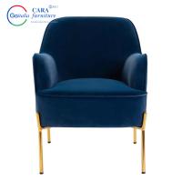 China Customized Fabric Metal Legs Modern European Style Luxury Arm Chair Velvet Chair Living Room for sale