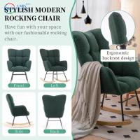 China Durable Metal Wood Leg Luxury Fabric Armchairs Modern Furniture Living Room Rocking Chair for sale