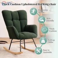China Durable Metal Wood Leg Luxury Fabric Armchairs Modern Furniture Living Room Rocking Chair for sale