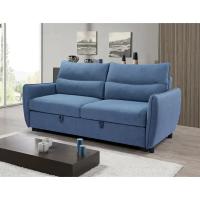 China Customized Material Move Down Back  Wood  Frame Sofa 3 Seaters Blue Fabric Folding Sofa Bed for sale
