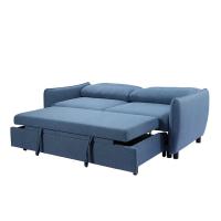 China Customized Material Move Down Back  Wood  Frame Sofa 3 Seaters Blue Fabric Folding Sofa Bed for sale