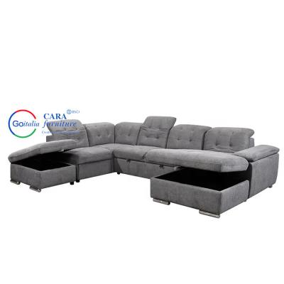 China Sectional U Shape Multi-Functional Sofa Bed Foldable Living Room Furniture Folding Fabric Sofa Bed for sale
