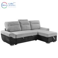 China Home Furniture Living Room Bedroom Fabric Dark Light Gray Combine Modern Couch Bed Sofa With Storage for sale