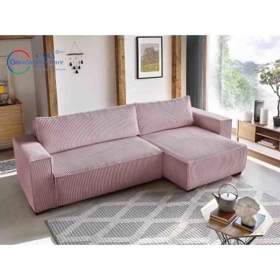 China Living Room Furniture Comfortable High Elastic Sponge Pink Couch Modern Corner Sofa Bed for sale