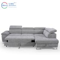 China Custom Adjustable Living Room Furniture L Shape Pull Out Sofa Bed Light Gray Sectional Sofa Bed for sale