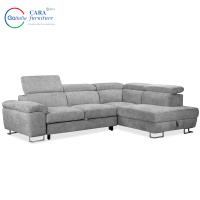 China Custom Adjustable Living Room Furniture L Shape Pull Out Sofa Bed Light Gray Sectional Sofa Bed for sale