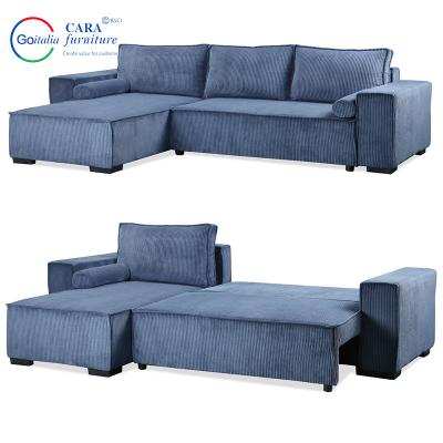 China Wholesale Living Room Cheap Price Blue Fabric Soft Good Elasticity Modern Furniture L Shape Sofa Bed for sale
