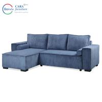 China Wholesale Living Room Cheap Price Blue Fabric Soft Good Elasticity Modern Furniture L Shape Sofa Bed for sale