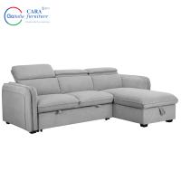 China Simple Operation Storage Spare Light Gray Modular Sectional Foldable Pull Out Sofa With Pull Out Bed for sale