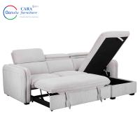 China Simple Operation Storage Spare Light Gray Modular Sectional Foldable Pull Out Sofa With Pull Out Bed for sale
