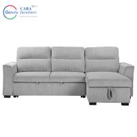 China Minimalist Living Room Bedroom Light Gray Modular Folding Pullout Sofa Bed With Storage Spare for sale