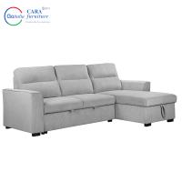 China Minimalist Living Room Bedroom Light Gray Modular Folding Pullout Sofa Bed With Storage Spare for sale