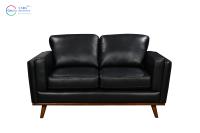 China Home Hotel Apartment Furniture Sofa Set Resistant Dirt Wooden Leg Black Pu Leather Sofa for sale