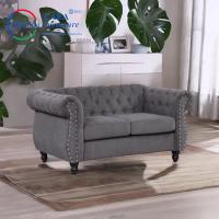 China ODM Wood Leg Double Seat Fabric Home Living Room Small Sofa Furniture Grey Sofa Set With Armrest for sale