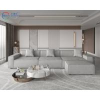China Modern Light Gray Villa Living Room Comfortable L Shaped Sofa Living Room Leather Modular Sofa for sale