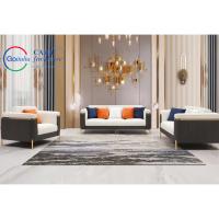 China Cheap Price Furniture Europe Style Metal Leg 3 Piece Living Room Modern Fabric Upholstered Sofa Set for sale