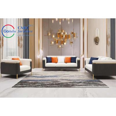 China Cheap Price Furniture Europe Style Metal Leg 3 Piece Living Room Modern Fabric Upholstered Sofa Set for sale