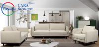 China OEM 3Pcs Multi Seater Wooden Frame White Green Linen Fabric Sofa Set Living Room Furniture Sofa for sale