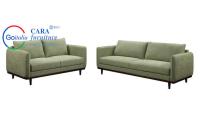 China OEM 3Pcs Multi Seater Wooden Frame White Green Linen Fabric Sofa Set Living Room Furniture Sofa for sale