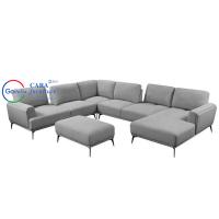 China Wholesale Indoor Luxury U Shaped Wood Legs Living Room Furniture Sofa Set Fabric Material for sale