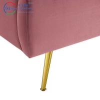 China 12287 Hot Selling Pink Fabric Wood Frame Metal Leg Bed Luxury Queen Size Bed Frames for sale