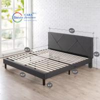 China 12288 Comfortable Dark Grey Double Bed Frame Luxury Modern King Size Bed For Hotels for sale