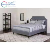 China #20002 Heavy Duty Bedroom Furniture Fabric Solid Wood Bed Frame Dark Grey Luxury King Queen Bed Frame for sale