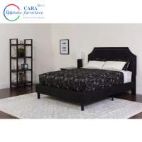 China #20002 Heavy Duty Bedroom Furniture Fabric Solid Wood Bed Frame Dark Grey Luxury King Queen Bed Frame for sale