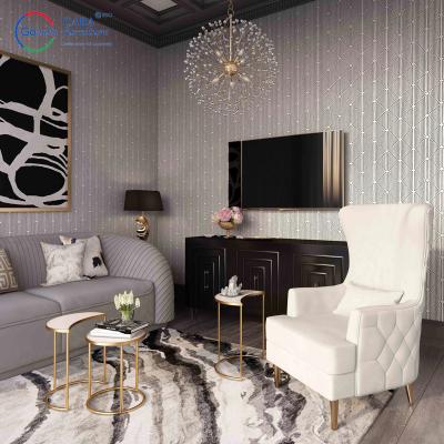 China 70006 Custom Living Room Popular Fabric White Modern Home Decor Single Sofa Chairs for sale