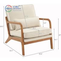 China 70010 Nordic Single Sofa White Fabric Cushion Solid Wood Chairs Frame Chairs For Living Room Wood With Arm for sale