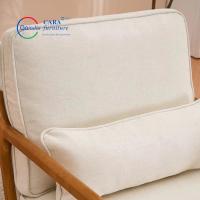 China 70010 Nordic Single Sofa White Fabric Cushion Solid Wood Chairs Frame Chairs For Living Room Wood With Arm for sale