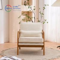 China 70010 Nordic Single Sofa White Fabric Cushion Solid Wood Chairs Frame Chairs For Living Room Wood With Arm for sale