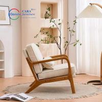 China 70010 Nordic Single Sofa White Fabric Cushion Solid Wood Chairs Frame Chairs For Living Room Wood With Arm for sale