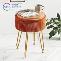 China 70007 New Arrival Round Shape Gold Metal Legs Modern Fabric Dining Chair Chair With Storage for sale