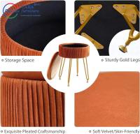 China 70007 New Arrival Round Shape Gold Metal Legs Modern Fabric Dining Chair Chair With Storage for sale