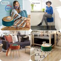 China 70007 New Arrival Round Shape Gold Metal Legs Modern Fabric Dining Chair Chair With Storage for sale