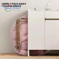 China 70011 Simple Style Round Shape Pink Metal Leg Space Saving Foldable Moon Chair Folding for sale