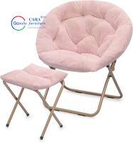China 70011 Simple Style Round Shape Pink Metal Leg Space Saving Foldable Moon Chair Folding for sale
